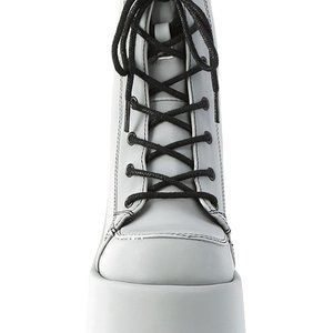 Demonia | Shoes | Camel 23 Flash Bomb Reflective Grey Platform Boots ...